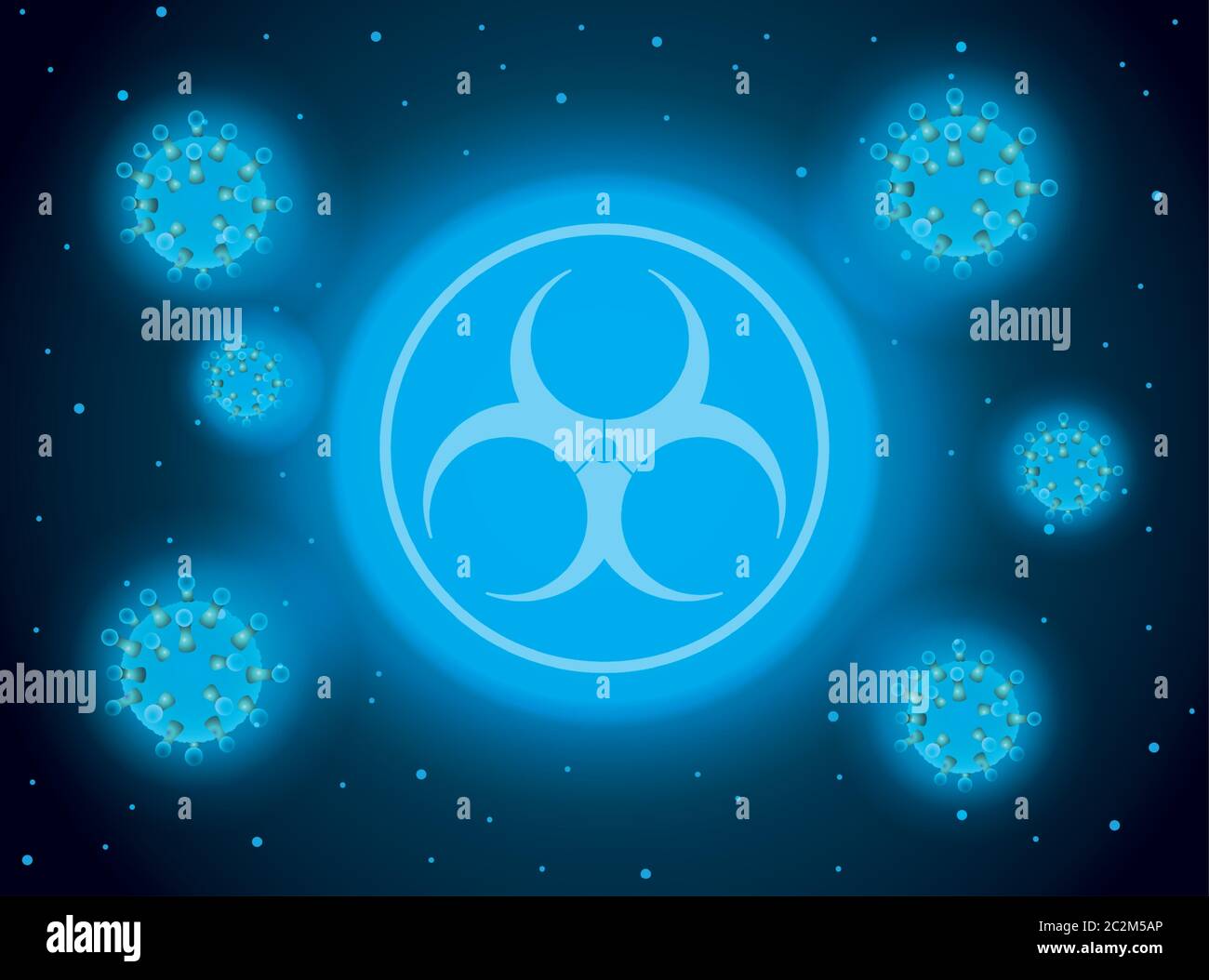 covid19 particles and biohazard caution signal futuristic lights vector ...