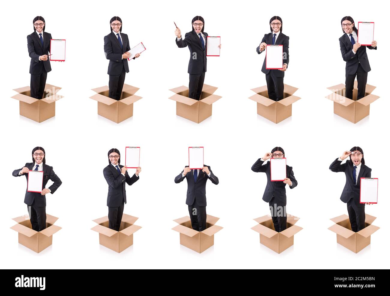 The young businessman in thinking out of box concept Stock Photo - Alamy