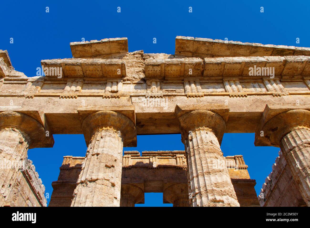 The greek Temple of Hera-II in the archaeological site of Paestum ...