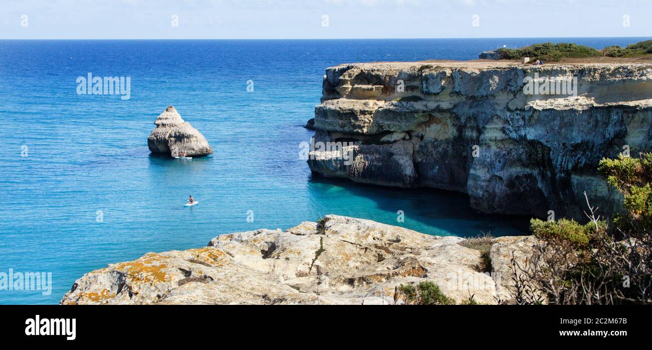 Rocks nea the shore of Torre dell'Orso. Province of Lecce, Salento ...