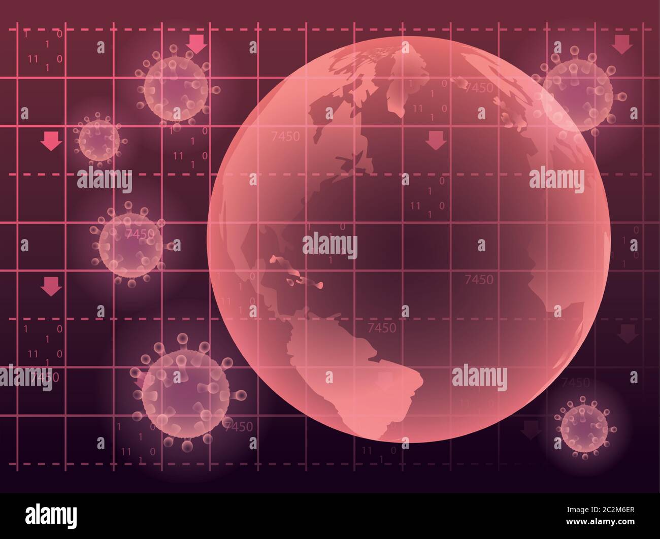 covid19 particles and earth planet futuristic lights vector ...