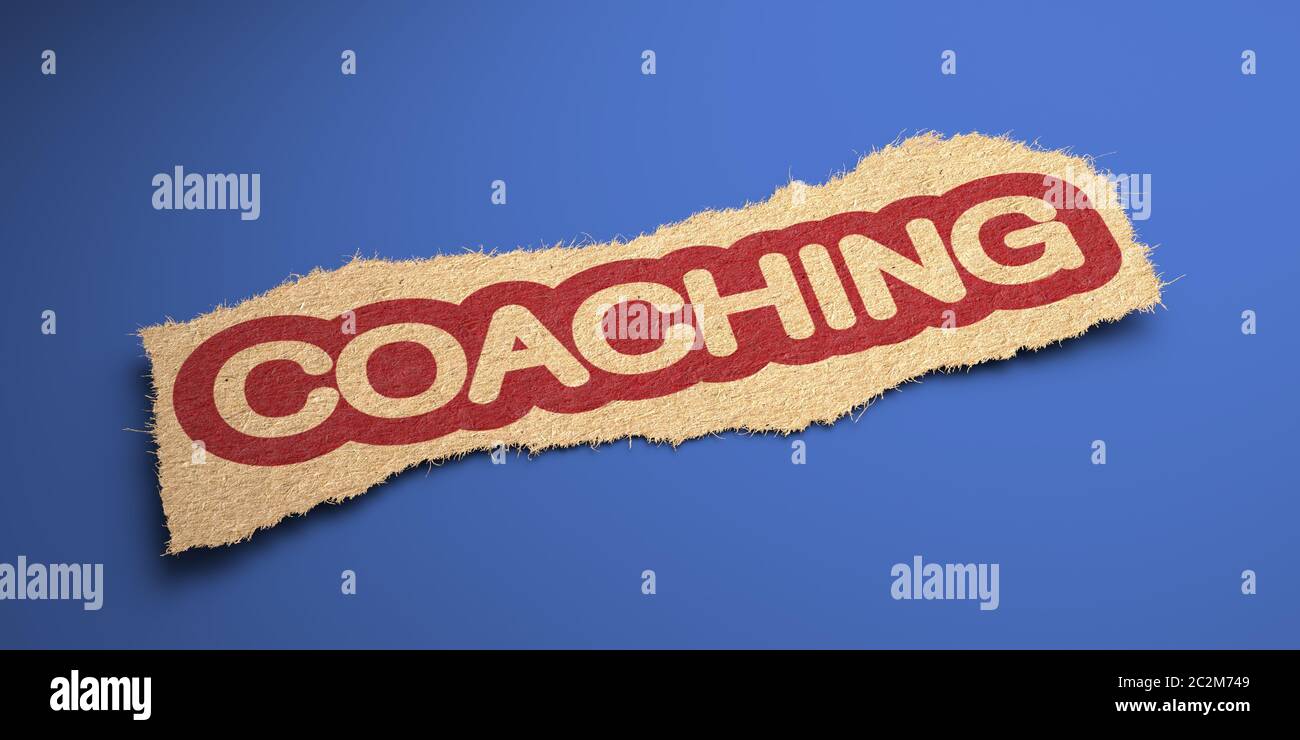 Coaching Word of Rough Paper, Circled in Red, on Blue Background ...