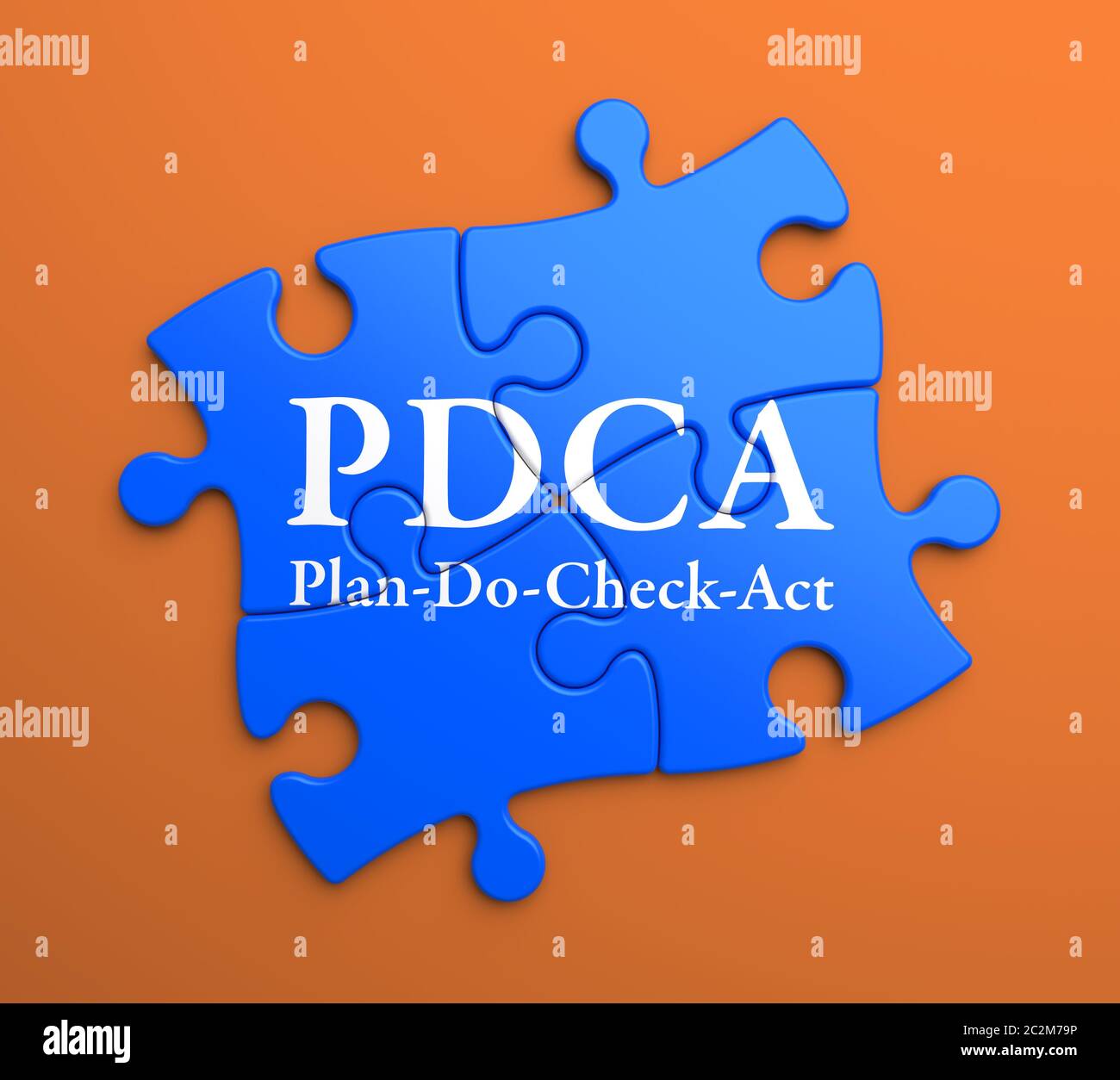 PDCA - Plan-Do-Check-Act - Written on Blue Puzzle Pieces on Orange ...