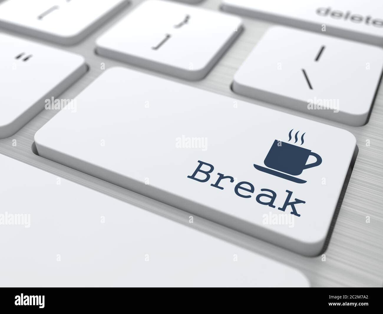 White Button with Break on Computer Keyboard. Business Concept Stock ...