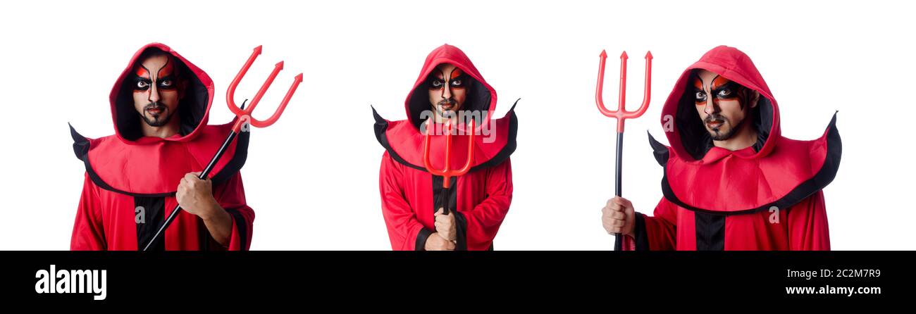 The man devil in red costume Stock Photo - Alamy
