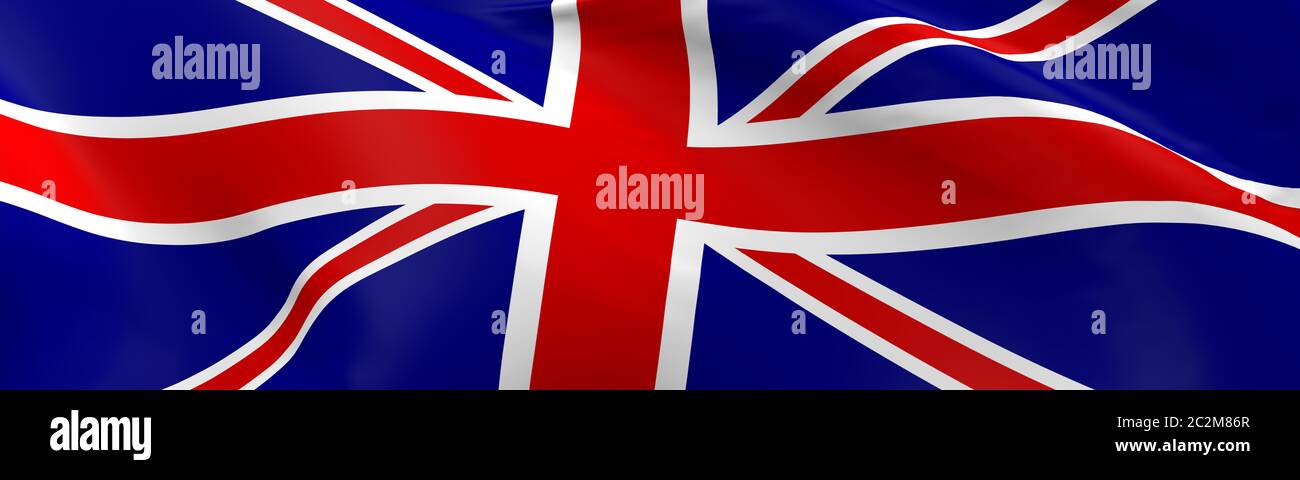 Flag of the UK using as panorama background or header, 3d rendering ...
