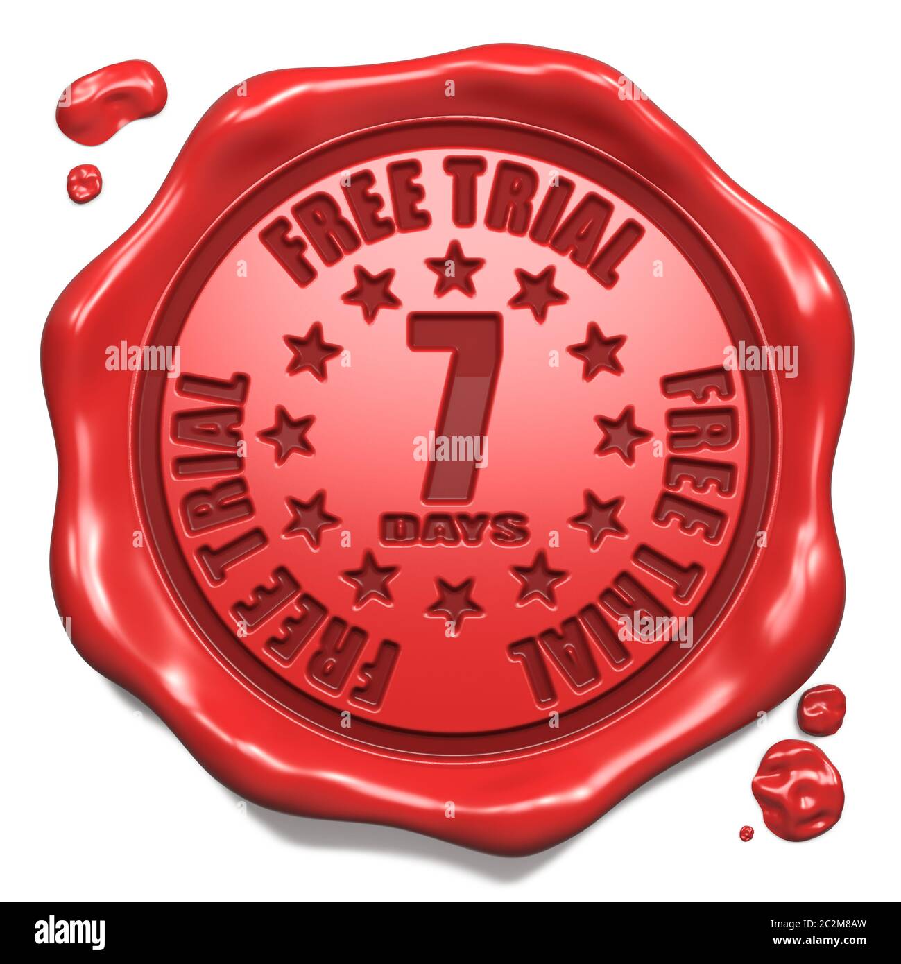 Free Trial 7 Days - Stamp on Red Wax Seal Isolated on White. Business ...