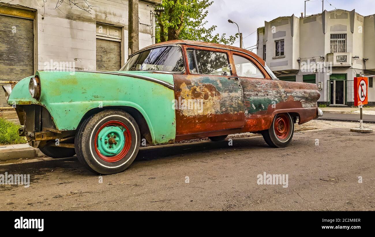 Old Neglected Car Parked at Street, Montevideo, Uruguay Stock Photo - Alamy