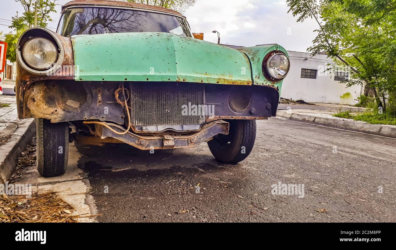 Old Neglected Car Parked at Street, Montevideo, Uruguay Stock Photo - Alamy