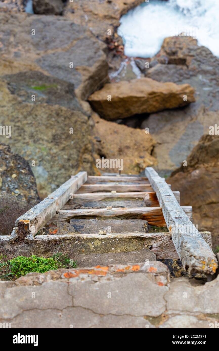 Wooden rock ladder hi-res stock photography and images - Alamy