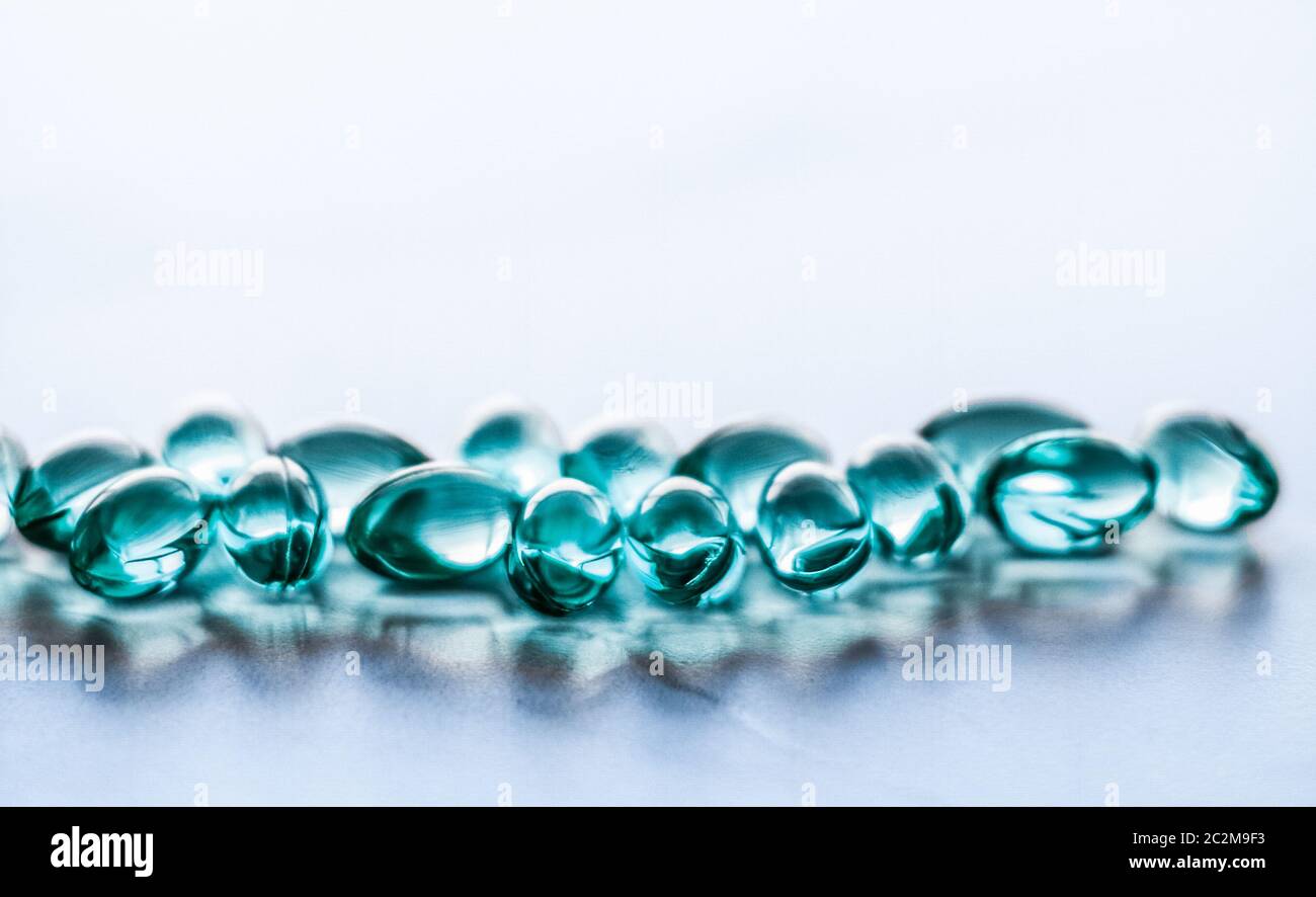 Blue pills for healthy diet nutrition, supplements pill and probiotics ...