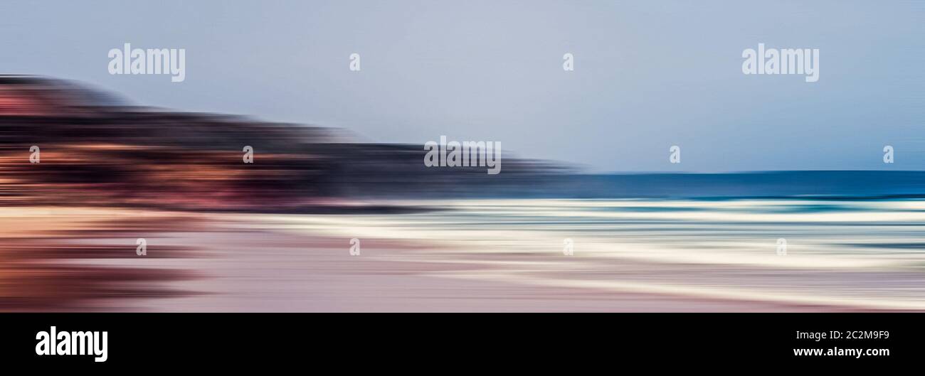 Abstract sea background, long exposure view of dreamy ocean coast in ...
