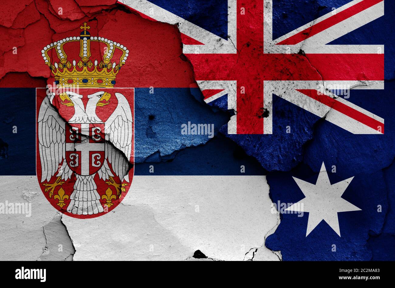 flags of Serbia and Australia painted on cracked wall Stock Photo - Alamy