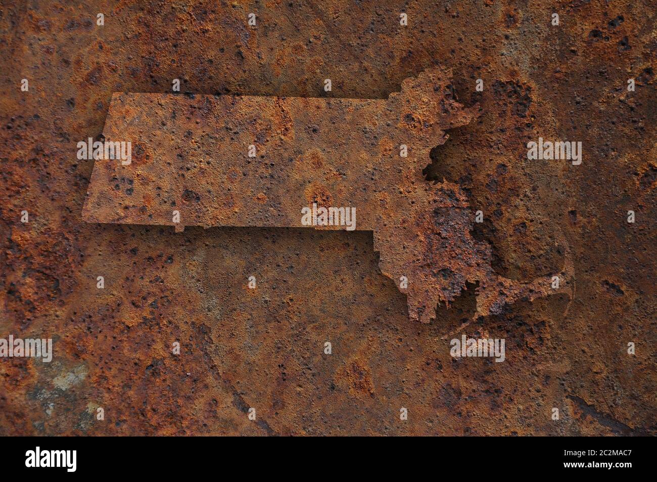 Map of Massachusetts on rusty metal Stock Photo - Alamy