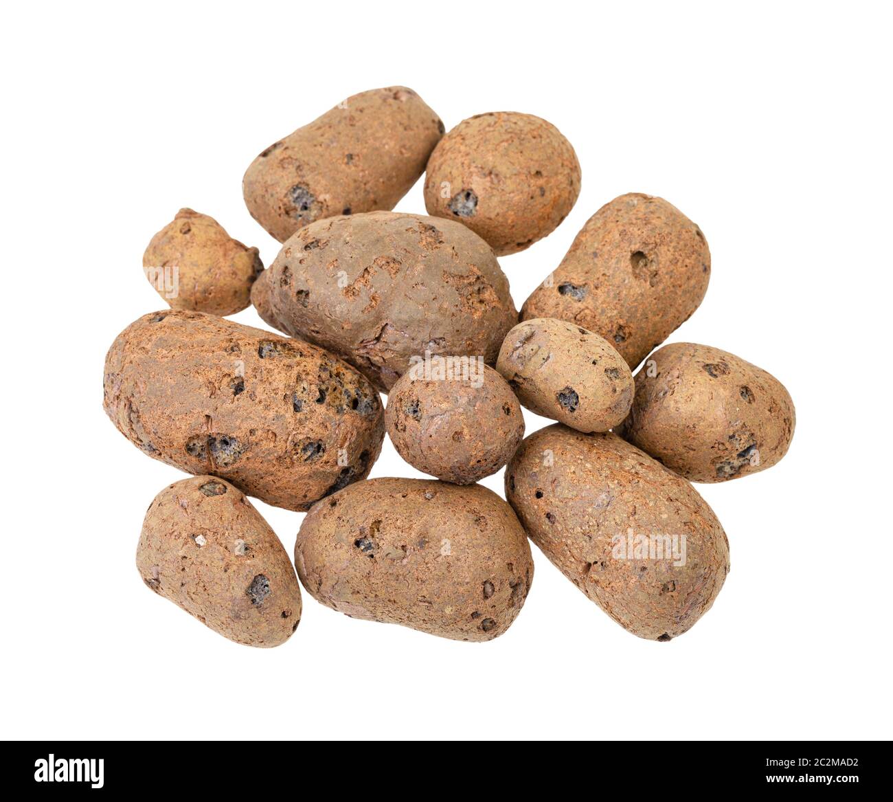 top view of pile of Lightweight expanded clay aggregate isolated on ...