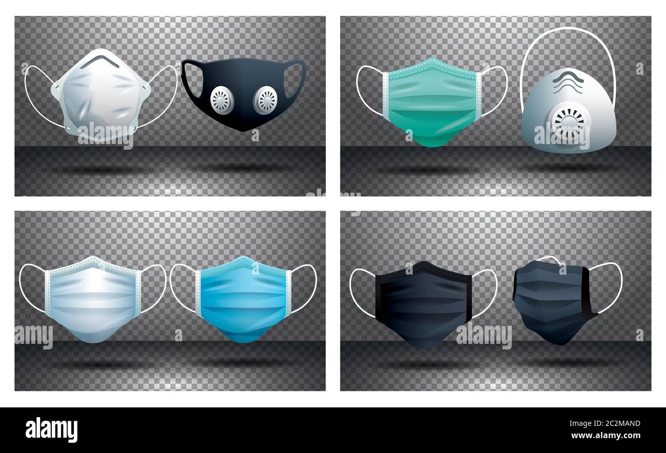 set of medical masks breathing protective respiratory vector ...