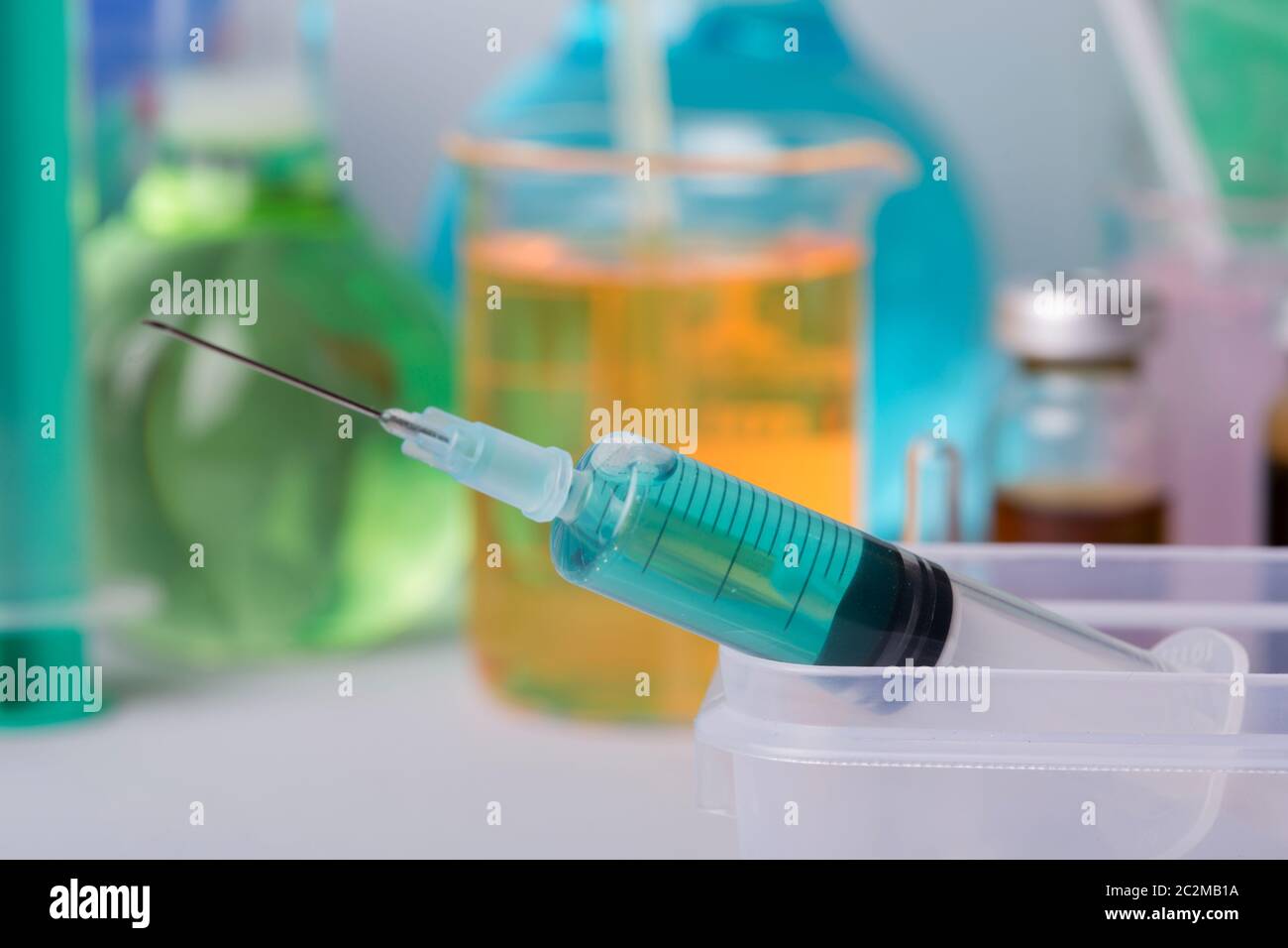 syringe with ampules of drugs Stock Photo - Alamy