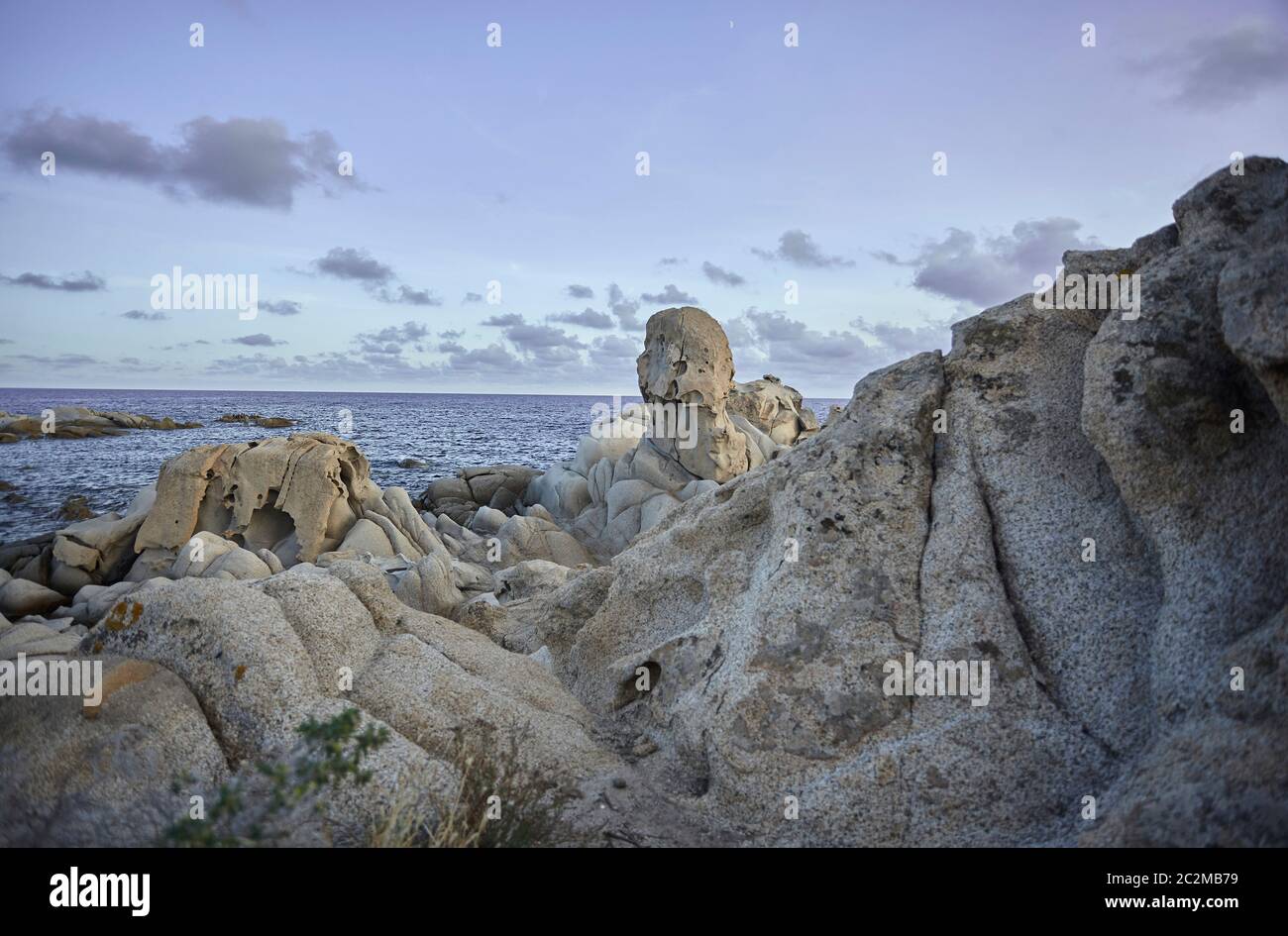 Panorama of the southern Sardinian coast with granite rock formations ...