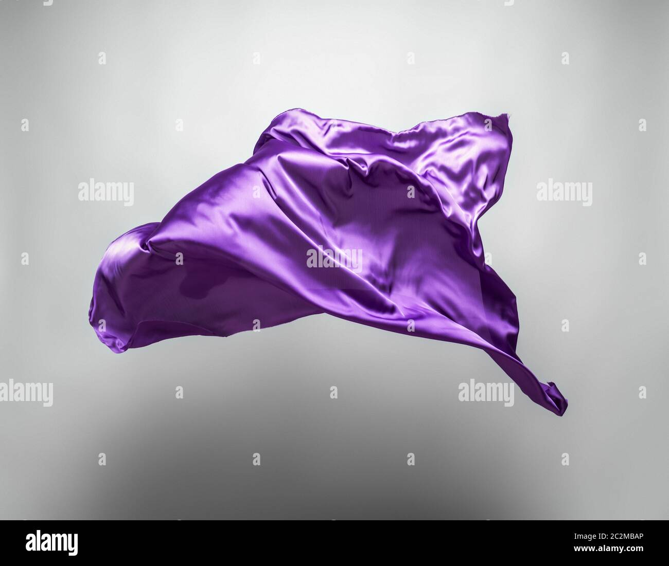 abstract piece of purple fabric flying, art object, design element ...