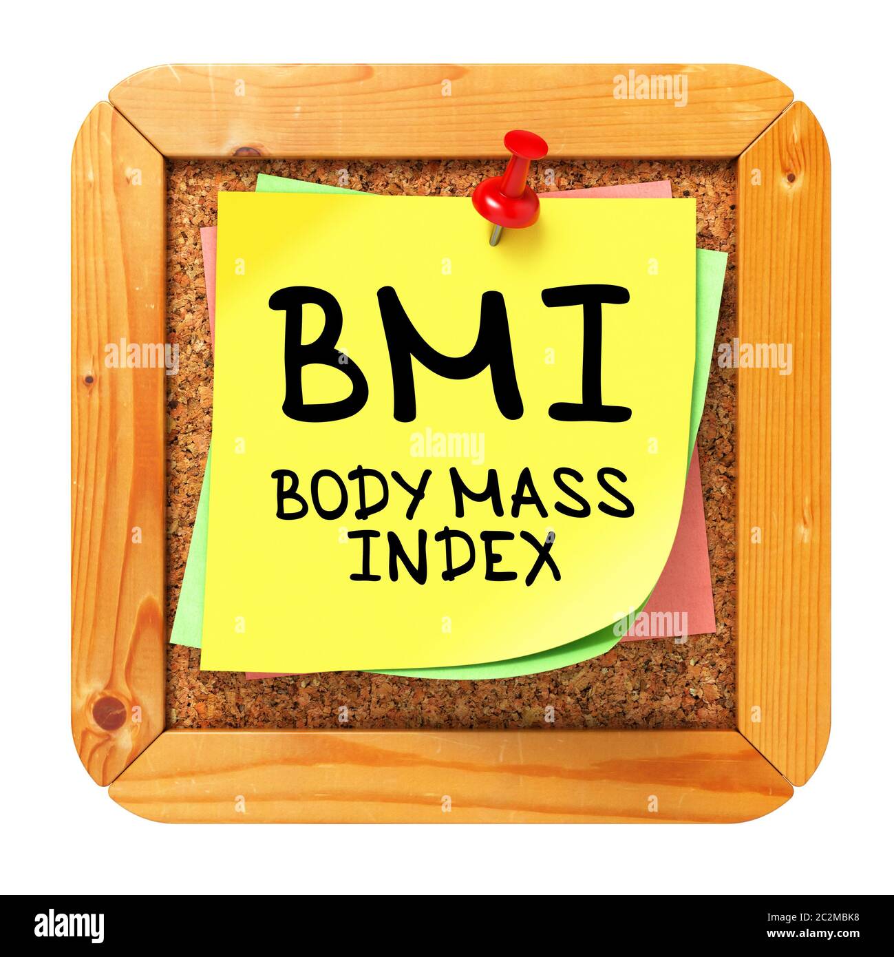 BMI - Body Mass Index - Written on Yellow Sticker on Cork Bulletin or ...