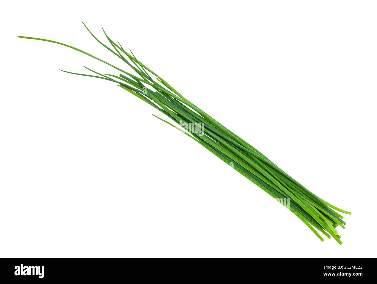 several fresh leaves of Chives isolated on white background Stock Photo ...
