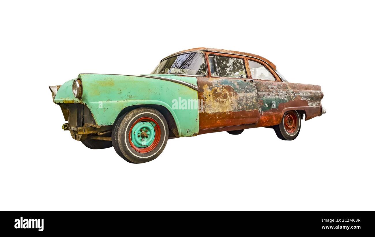 Old Neglected Car Isolated Photo Stock Photo - Alamy
