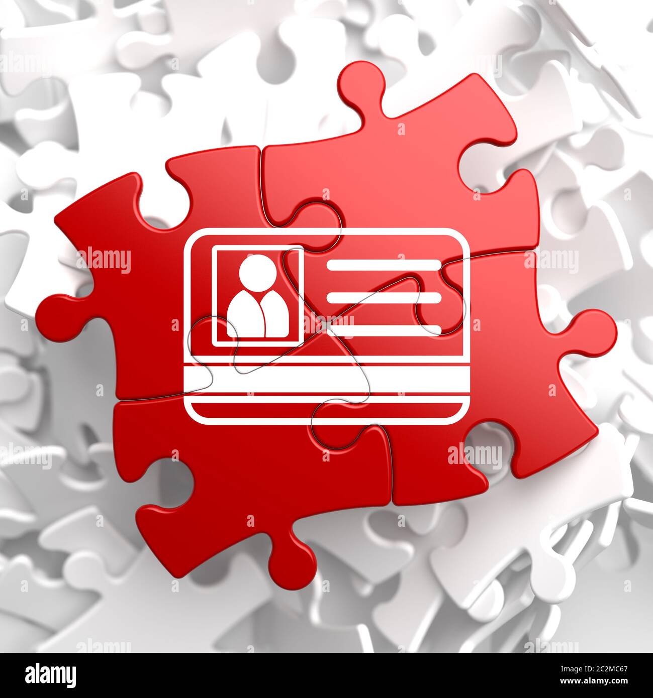 ID Card Icon on Red Puzzle. Identification Concept Stock Photo - Alamy