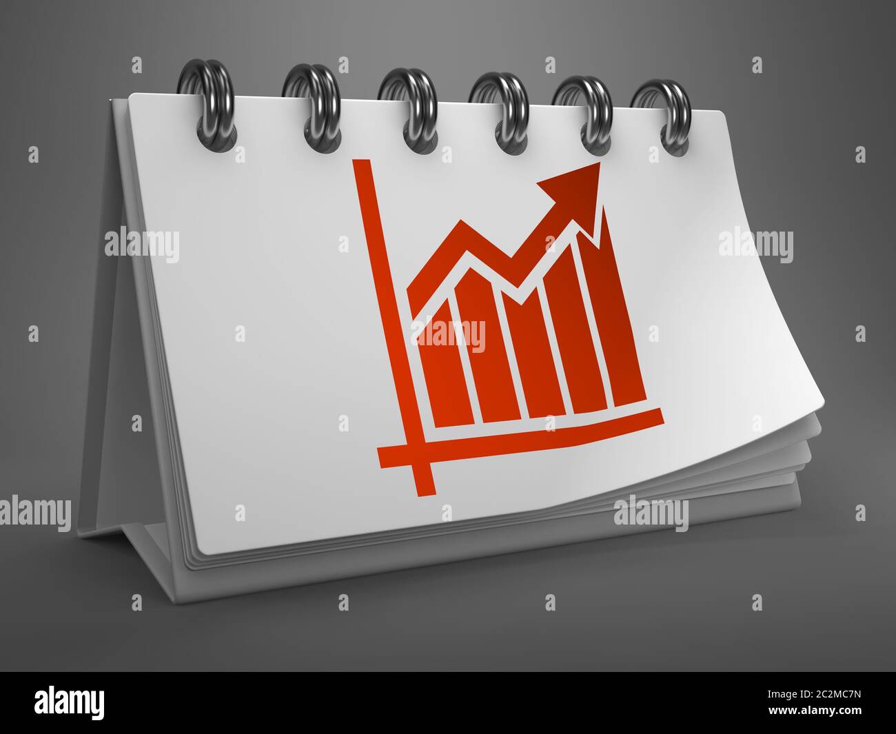 Red Growth Chart Icon on White Desktop Calendar Isolated on Gray ...
