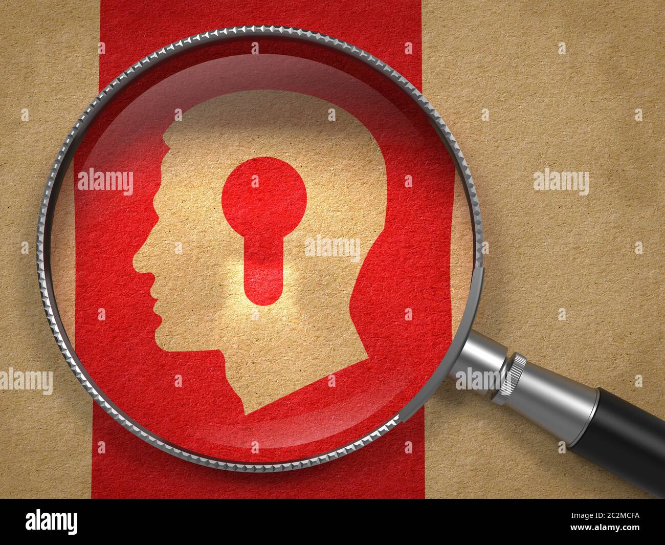Psychological Concept. Magnifying Glass with Icon of Profile of Head ...