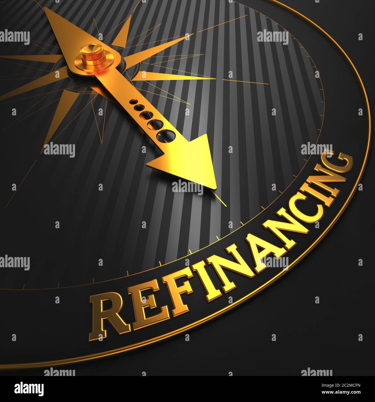 Refinancing - Business Background. Golden Compass Needle on a Black ...