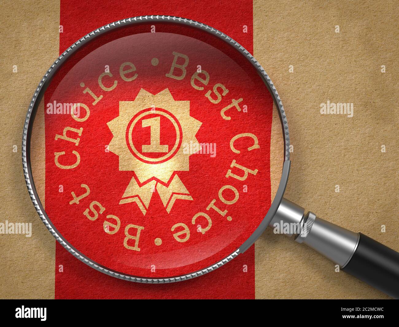 Magnifying Glass with Best Choice Written Arround Icon of Award on Old ...