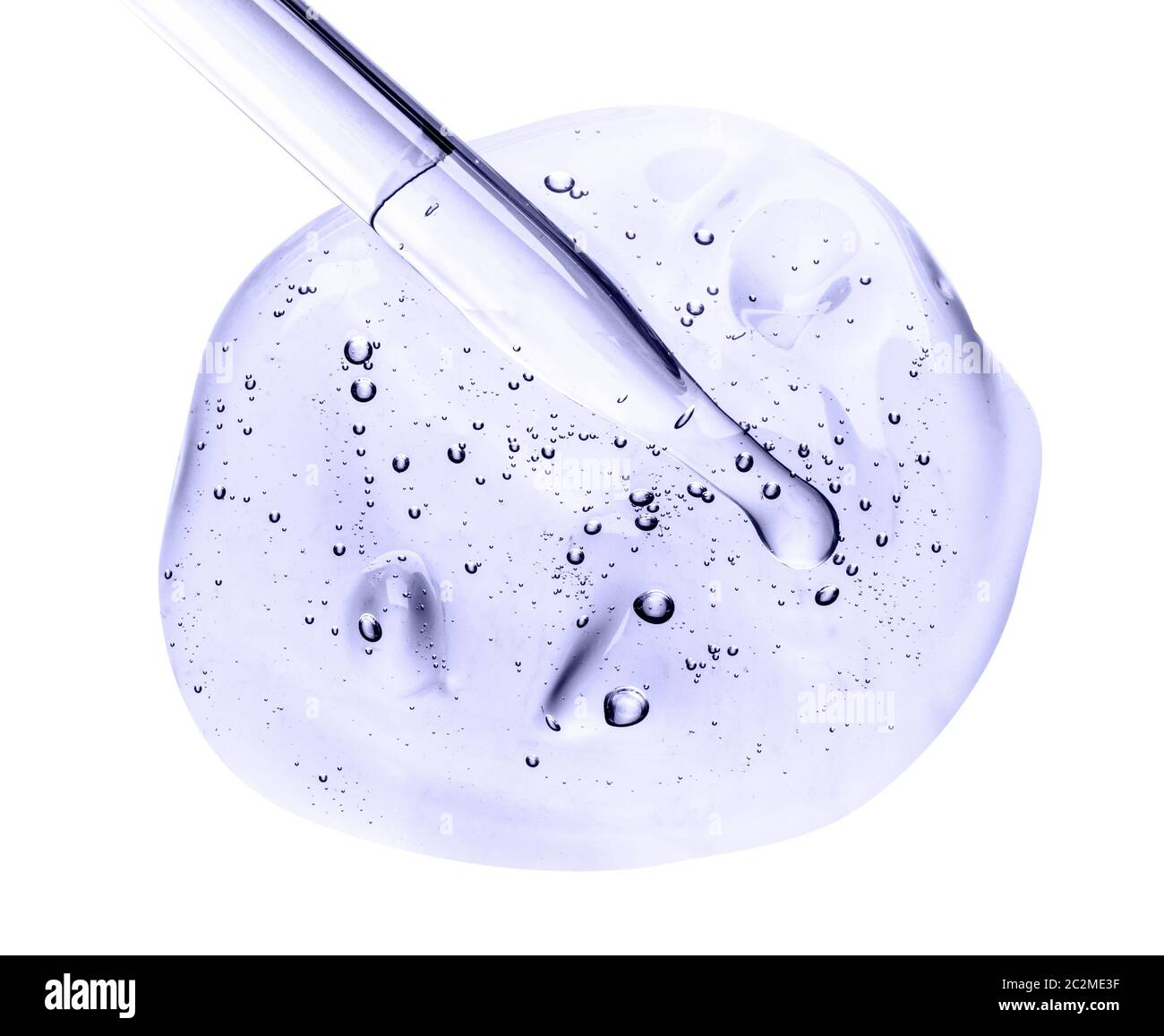 Liquid gel or serum on a screen of microscope white isolated background ...