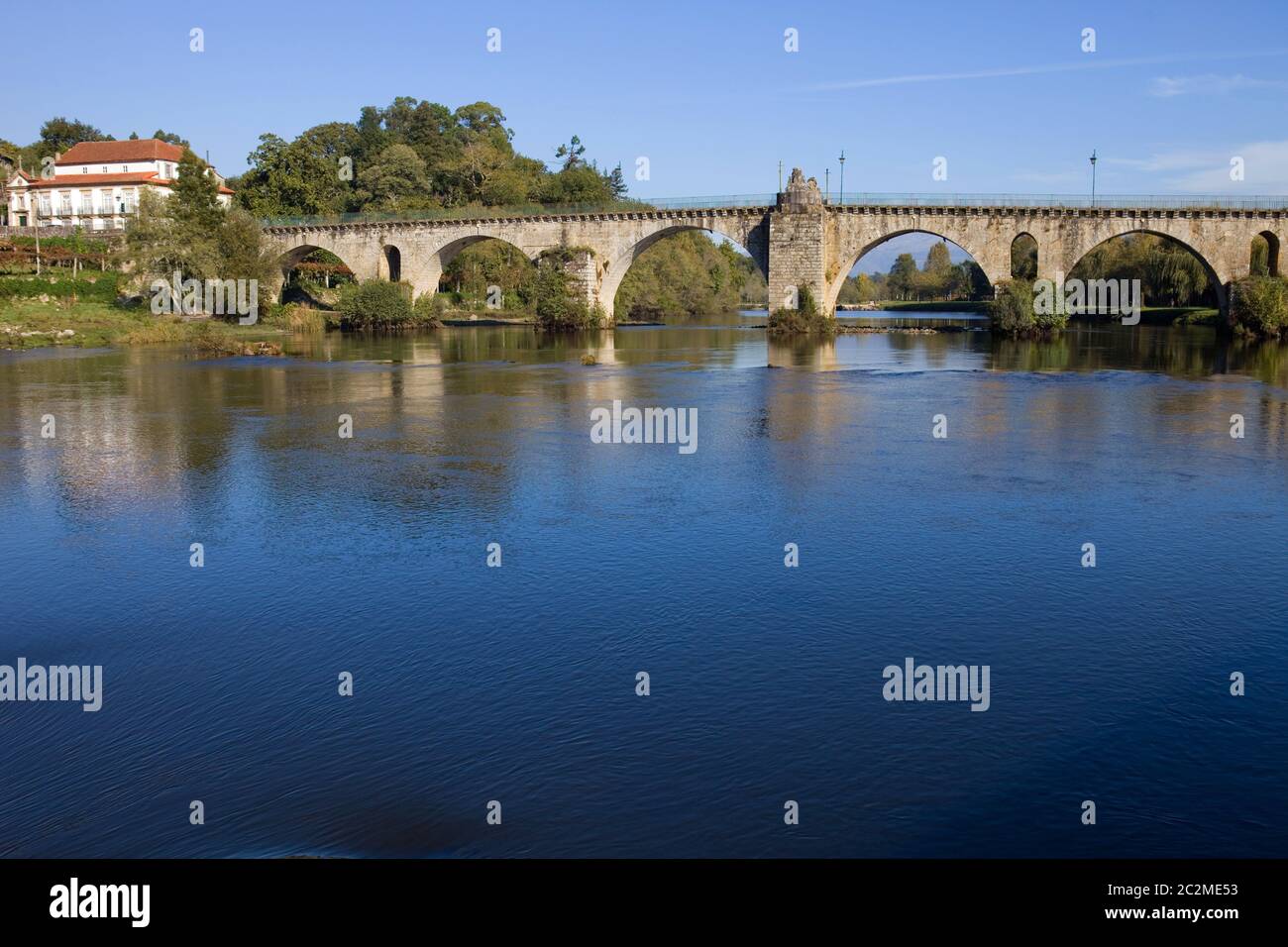 ancient roman bridge of Ponte da Barca in the north of Portugal Stock ...