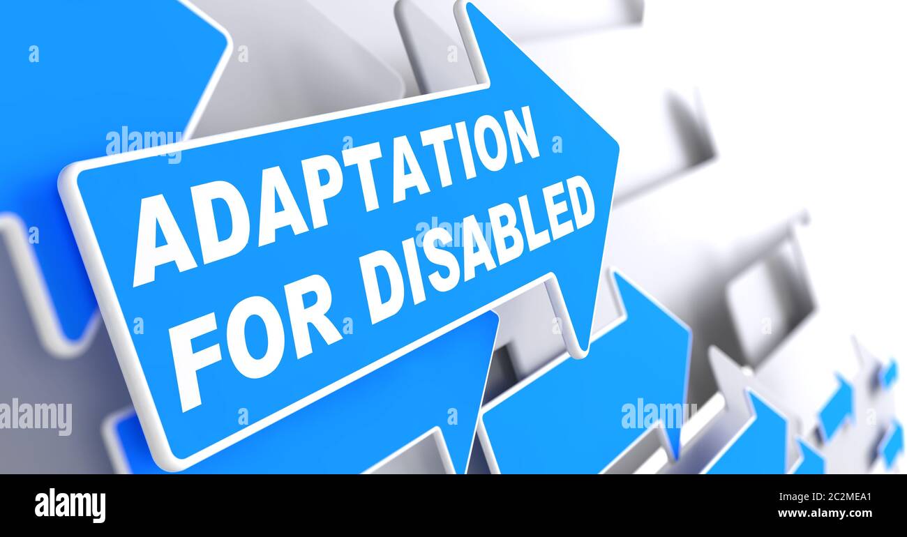 Adaptation for Disabled on Blue Arrow on a Grey Background Stock Photo ...
