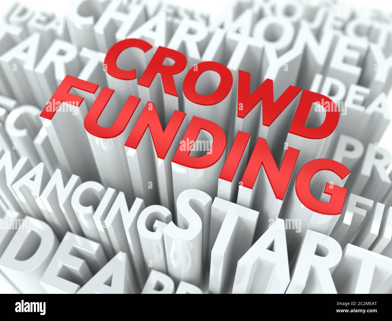 Crowd Funding - Word in Red Color, Surrounded by a Cloud of Words Gray ...