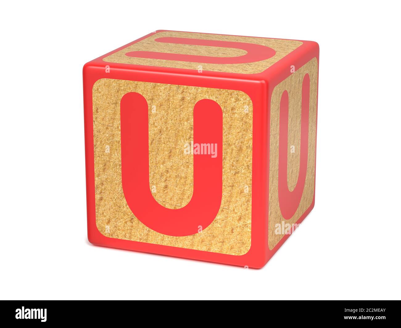 Letter U on Red Wooden Childrens Alphabet Block Isolated on White ...
