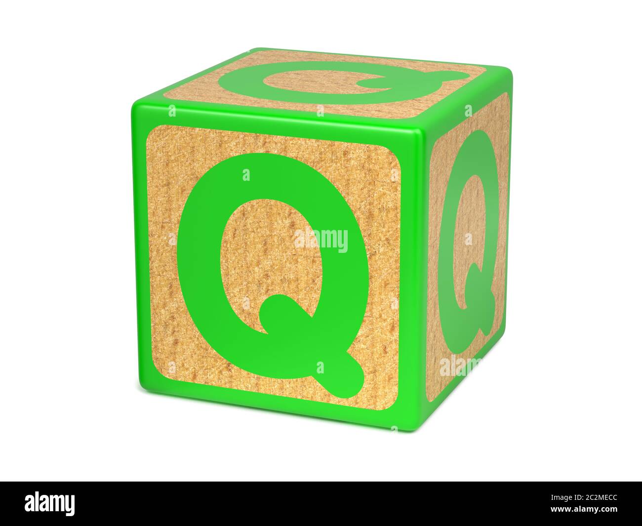 Letter Q on Green Wooden Childrens Alphabet Block Isolated on White ...
