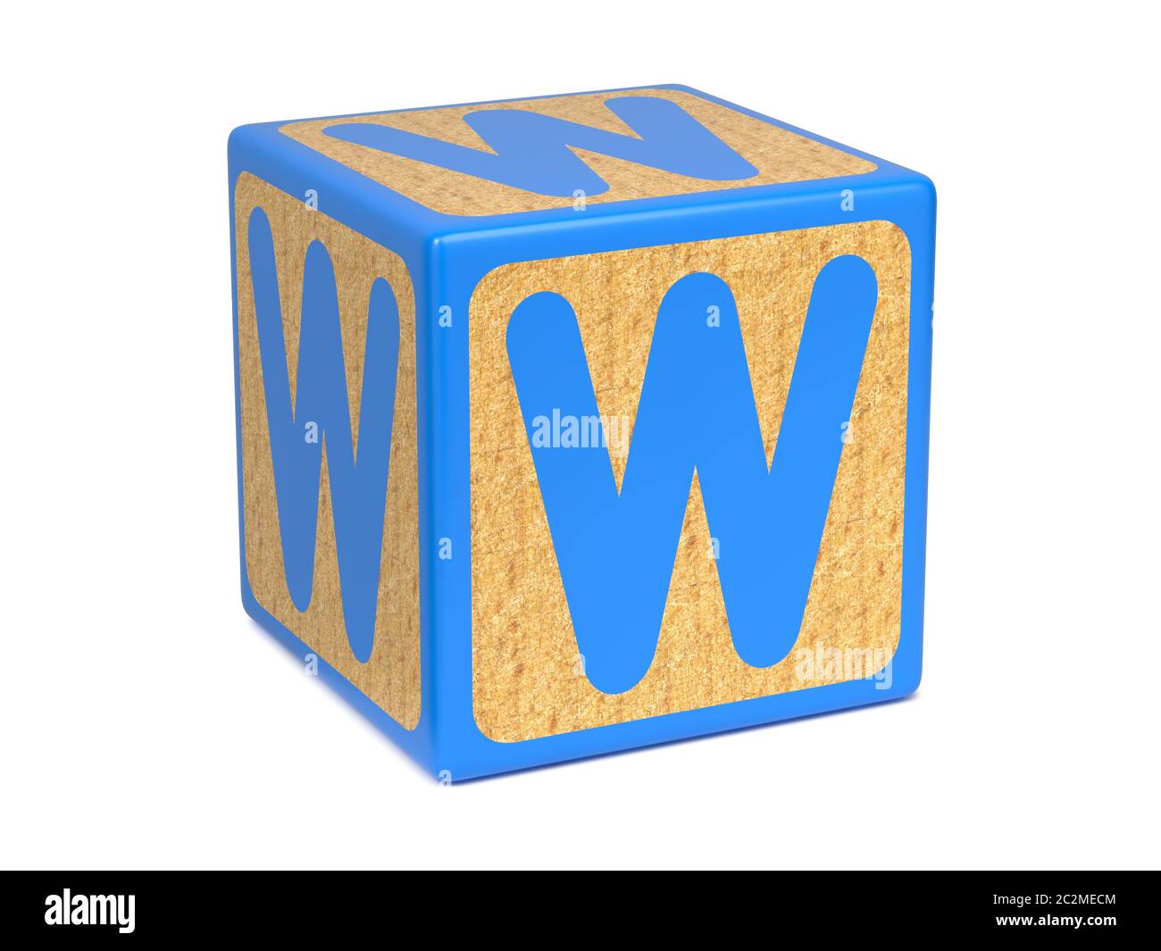 Letter W on Blue Wooden Childrens Alphabet Block Isolated on White ...