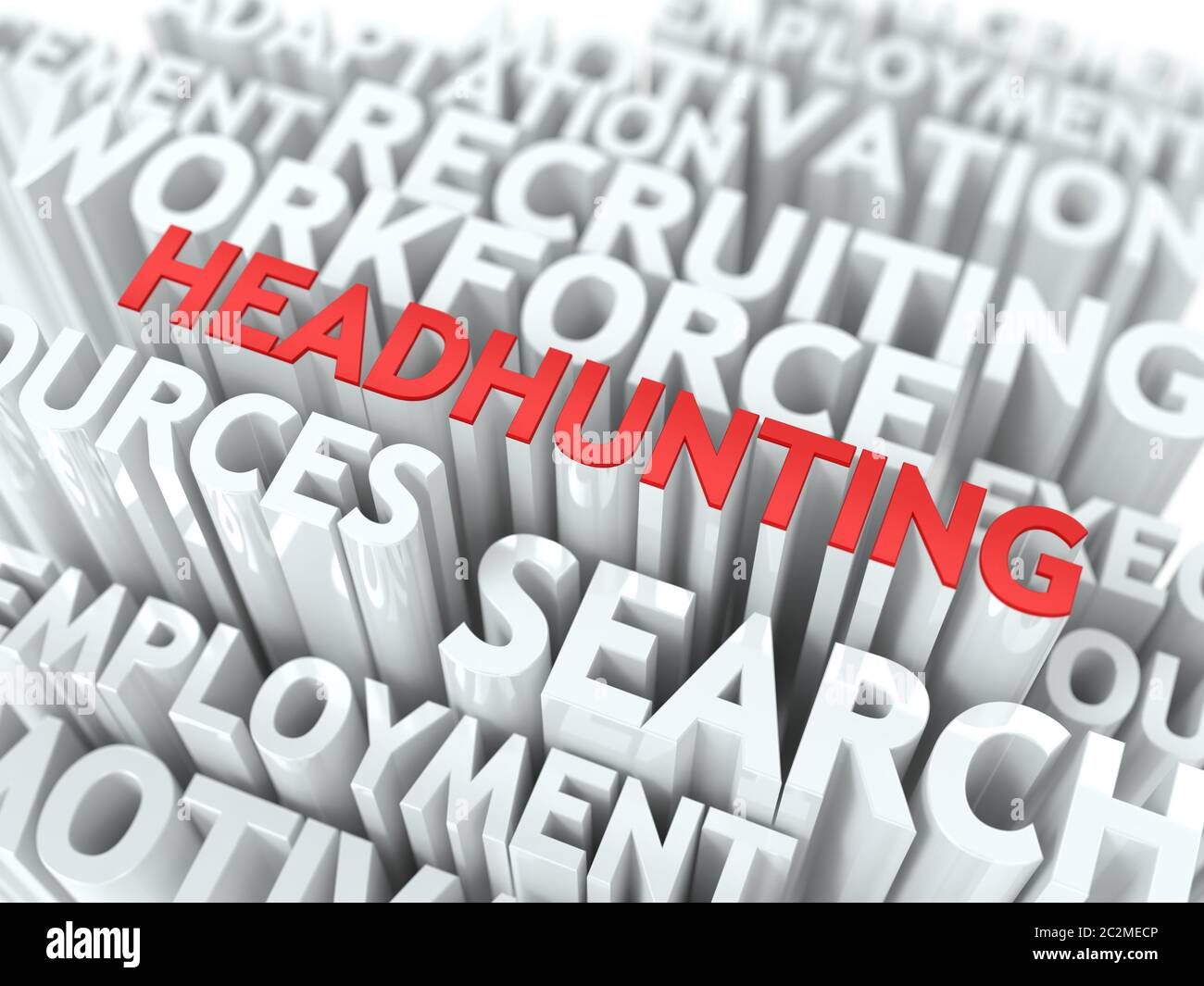 Headhunting - Word in Red Color Surrounded by a Cloud of Words Gray ...