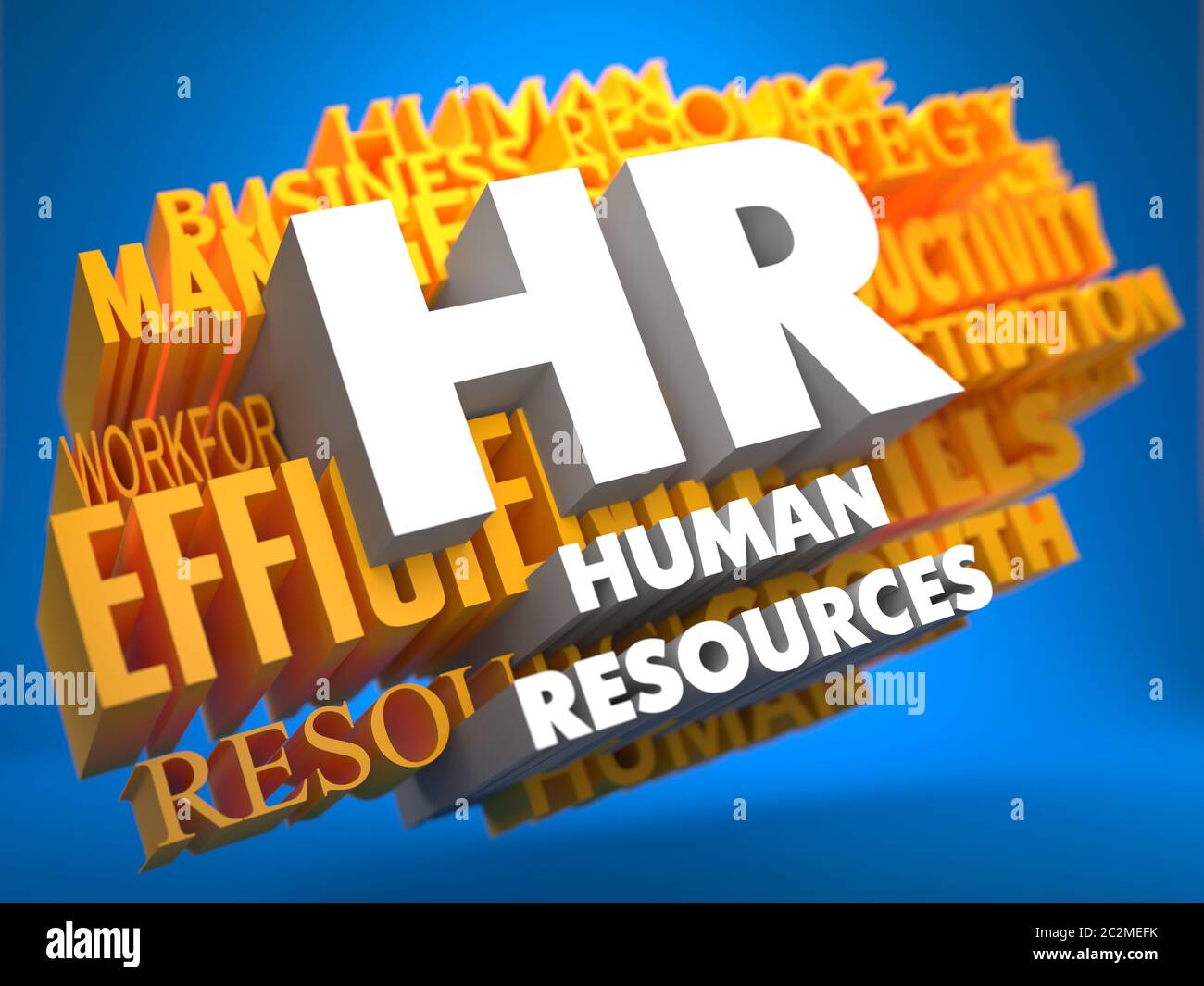 HR - Human Resources. The Words in White Color on Cloud of Yellow Words ...