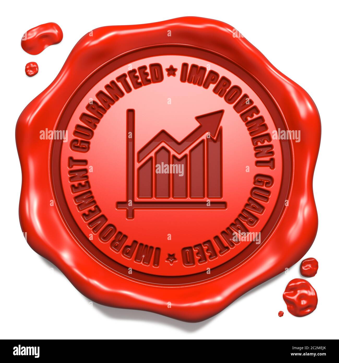 Improvement Guaranteed Slogan with Growth Chart Icon - Stamp on Red Wax ...