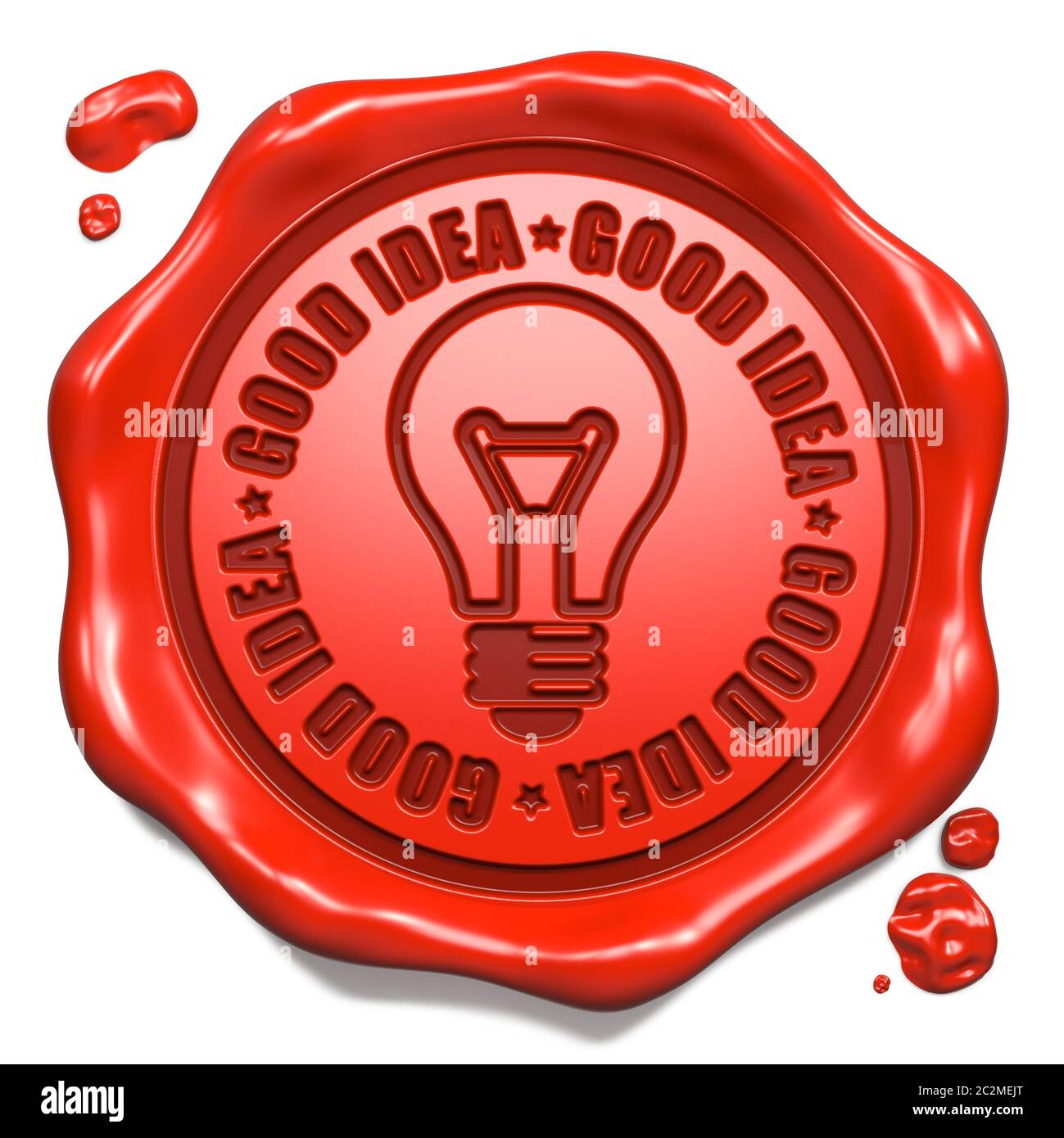 Good Idea Slogan with Light Bulb Icon - Stamp on Red Wax Seal Isolated ...