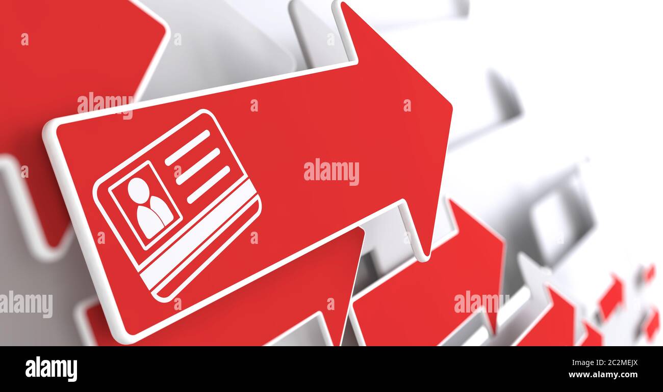 ID Card Icon on Red Arrow on a Grey Background. Identification Concept ...