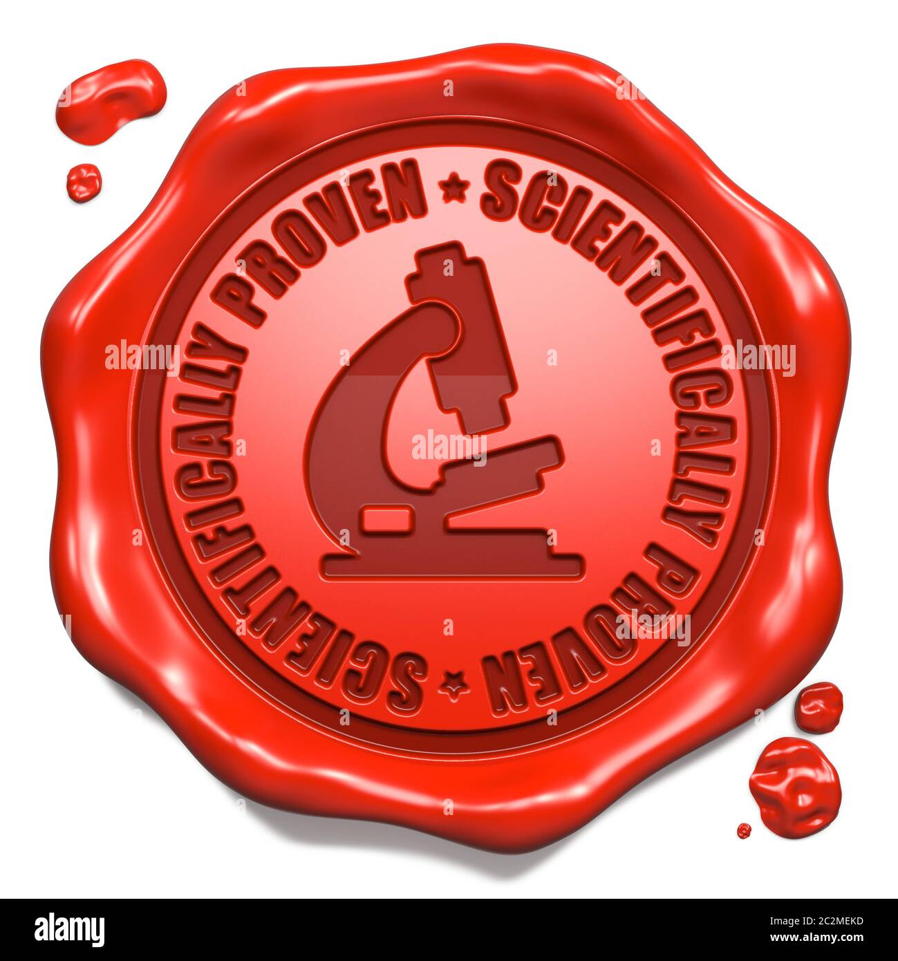 Scientifically Proven Slogan with Microscope Icon - Stamp on Red Wax ...