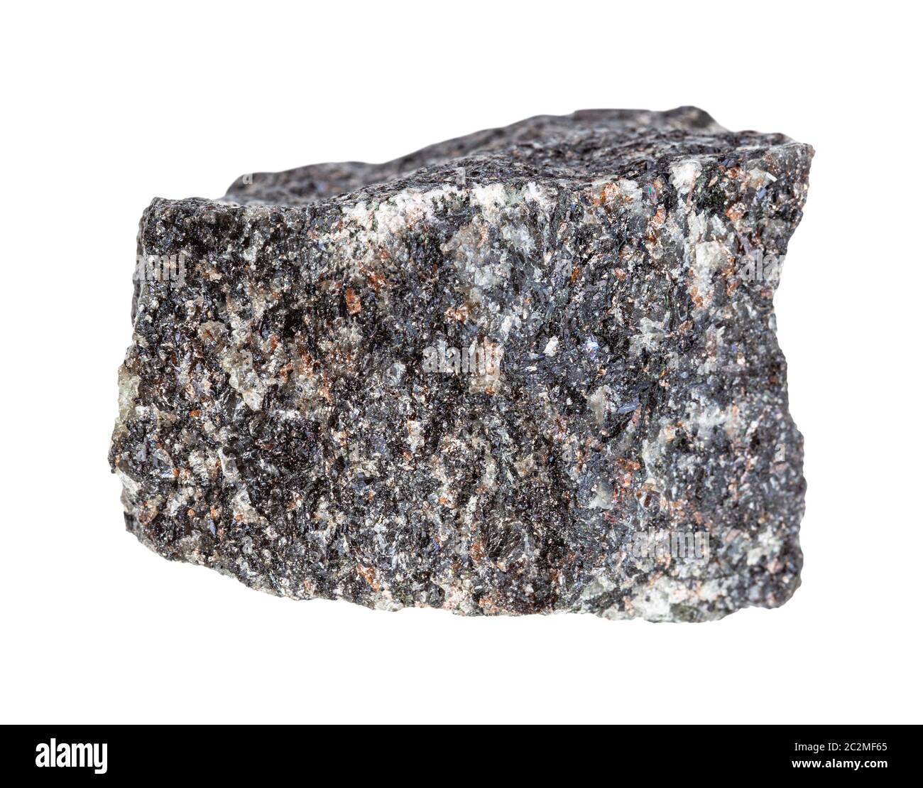 closeup of sample of natural mineral from geological collection - raw nepheline syenite rock ...