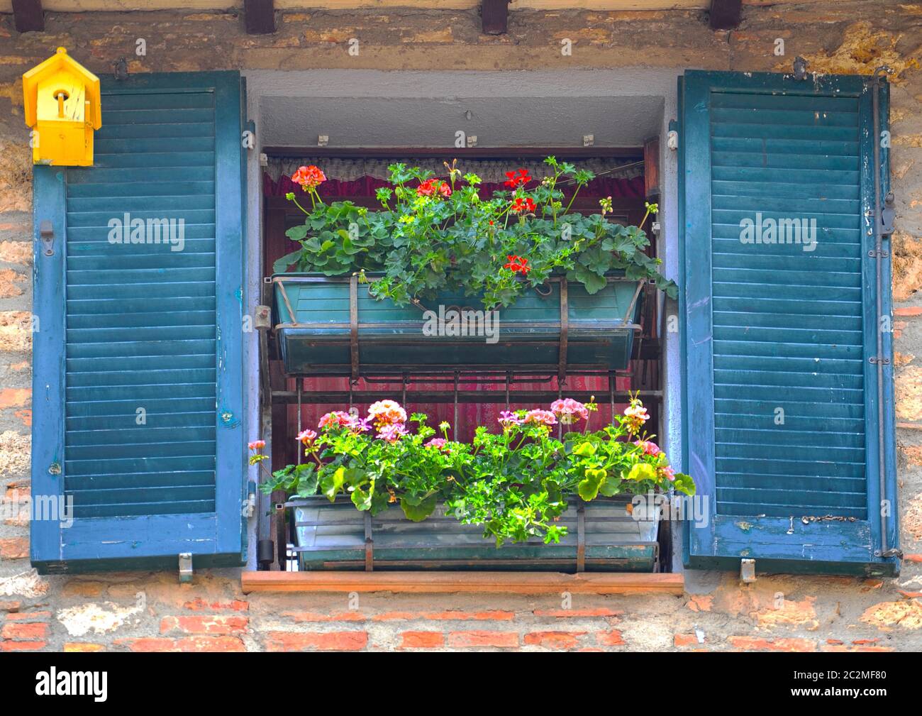 Italian window with shutters Stock Photo - Alamy