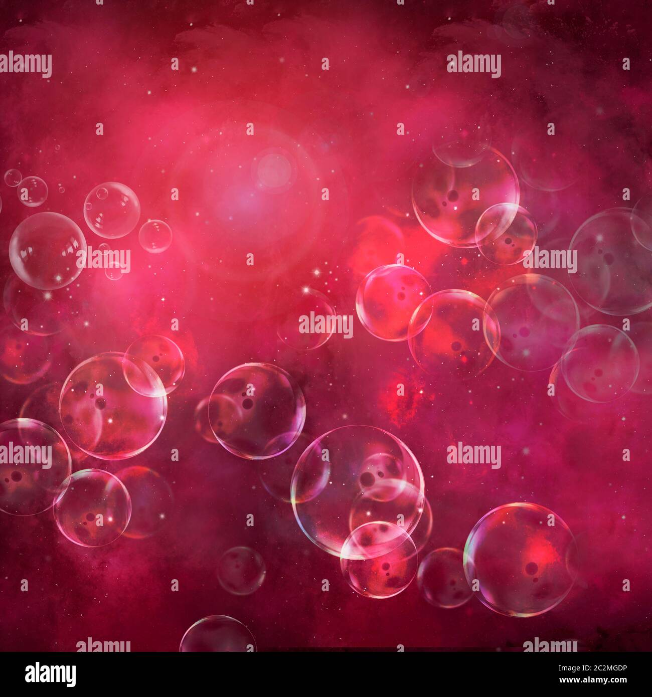 Soap Bubbles Red Background