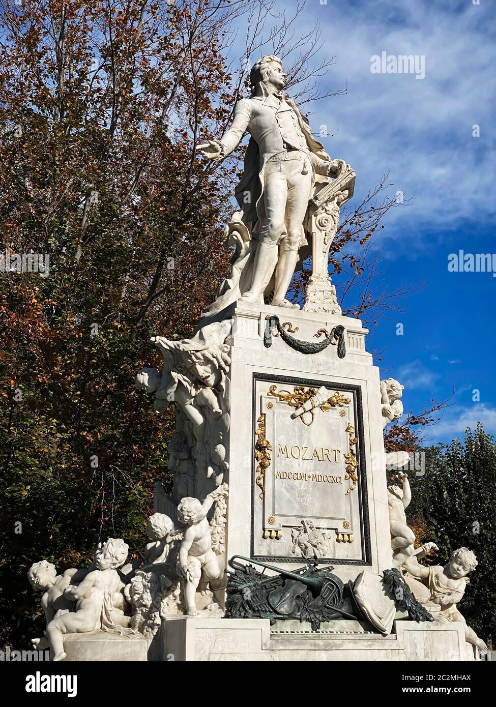 Mozart Statue Vienna, place of interest located in public Burggarten of ...
