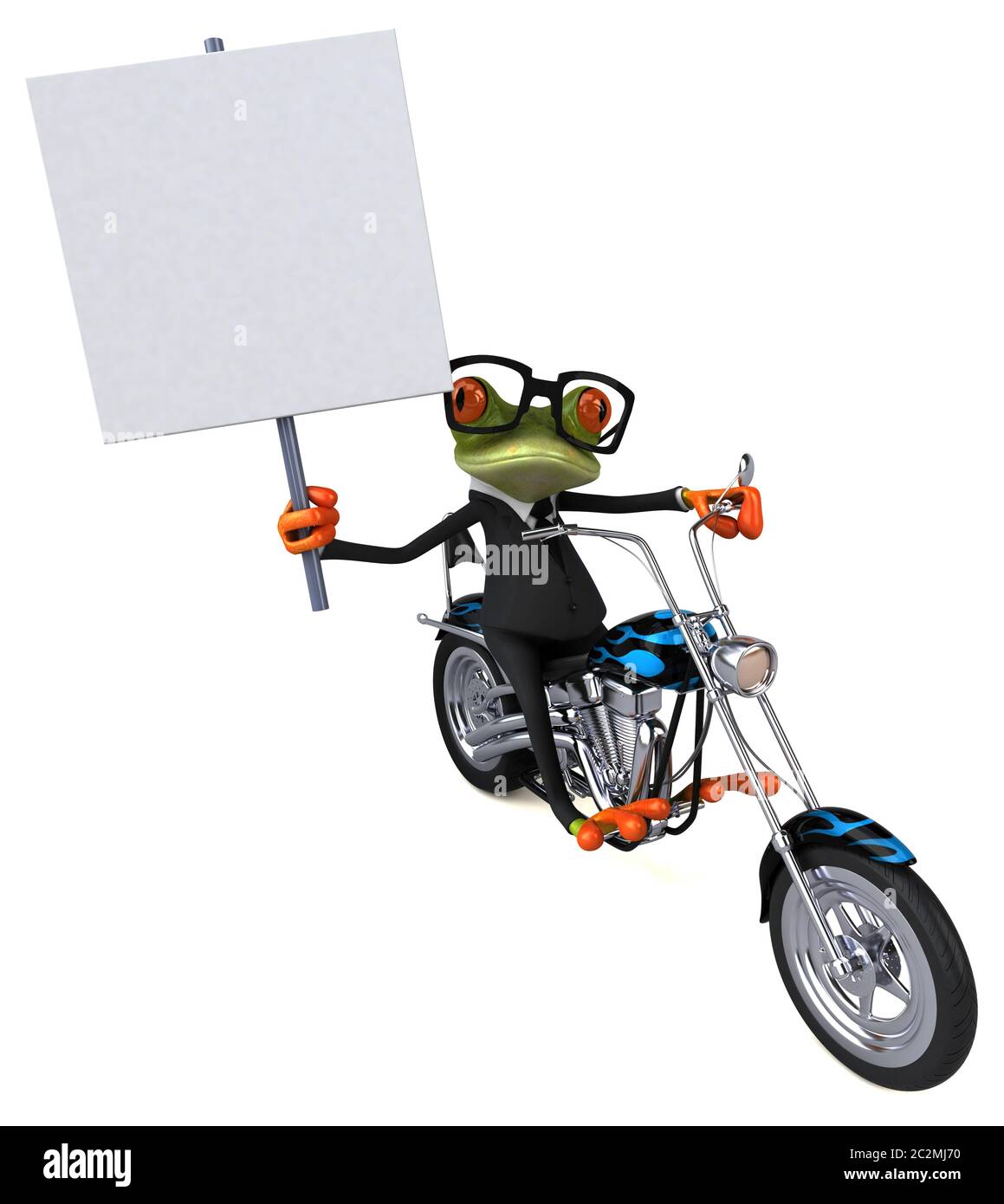 Fun frog on a motorcycle - 3D Illustration Stock Photo - Alamy