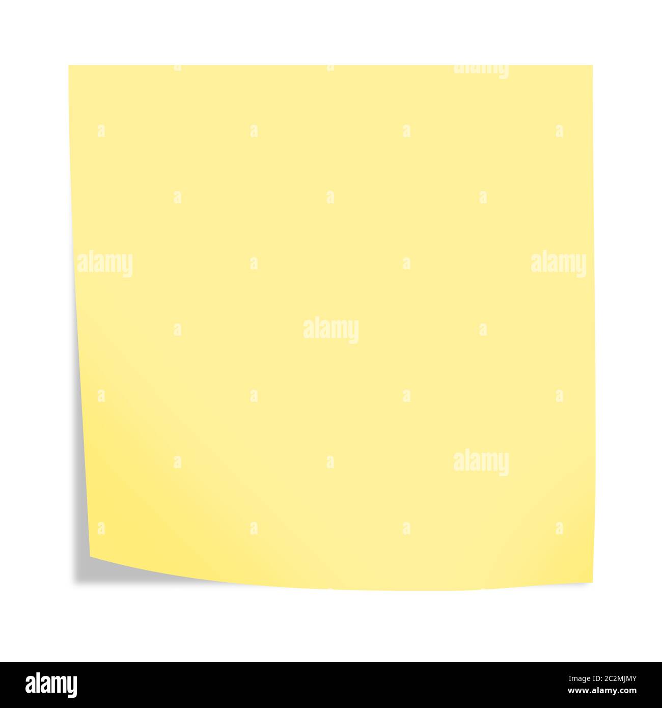 A yellow sticky note isolated on white background with clipping path ...
